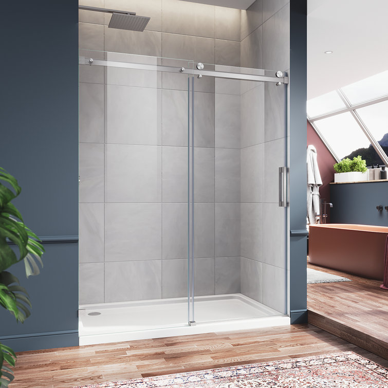 Elegant 60" W x 72" H Frameless Sliding Shower Door with 5/16'' Tempered Glass | Wayfair